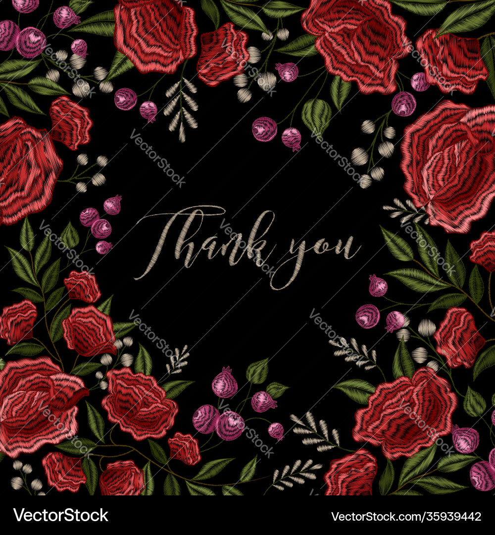Floral embroidery frame background design Vector Image
