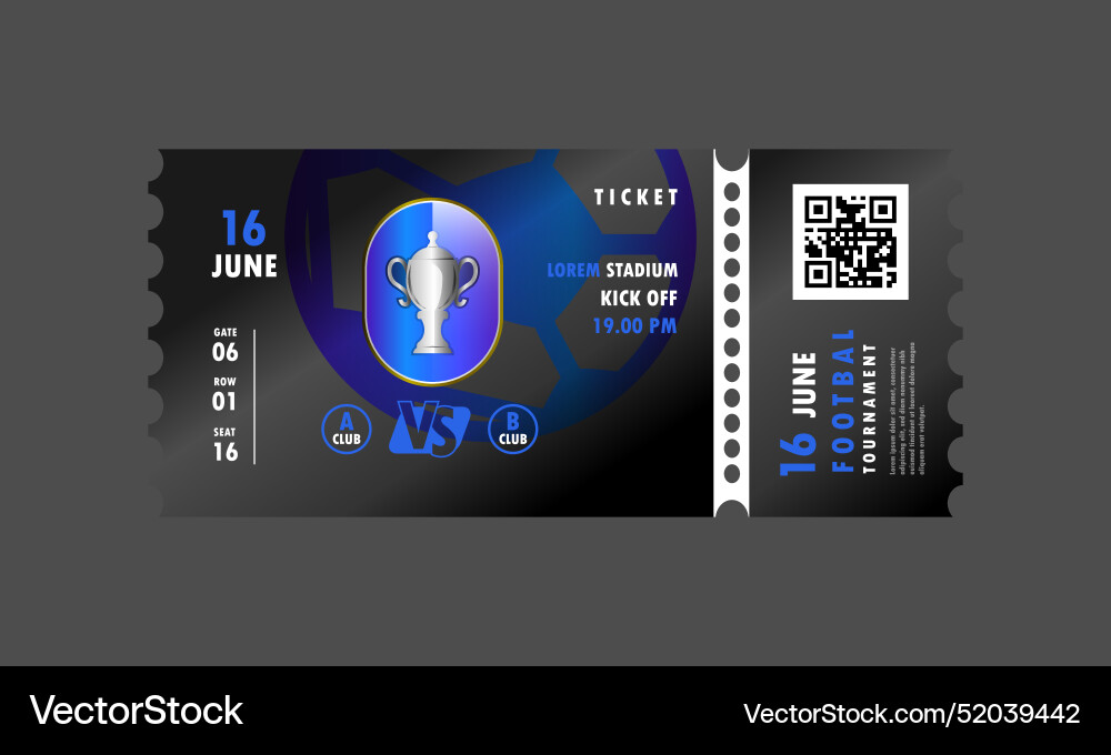 Football match ticket template design graphic Vector Image