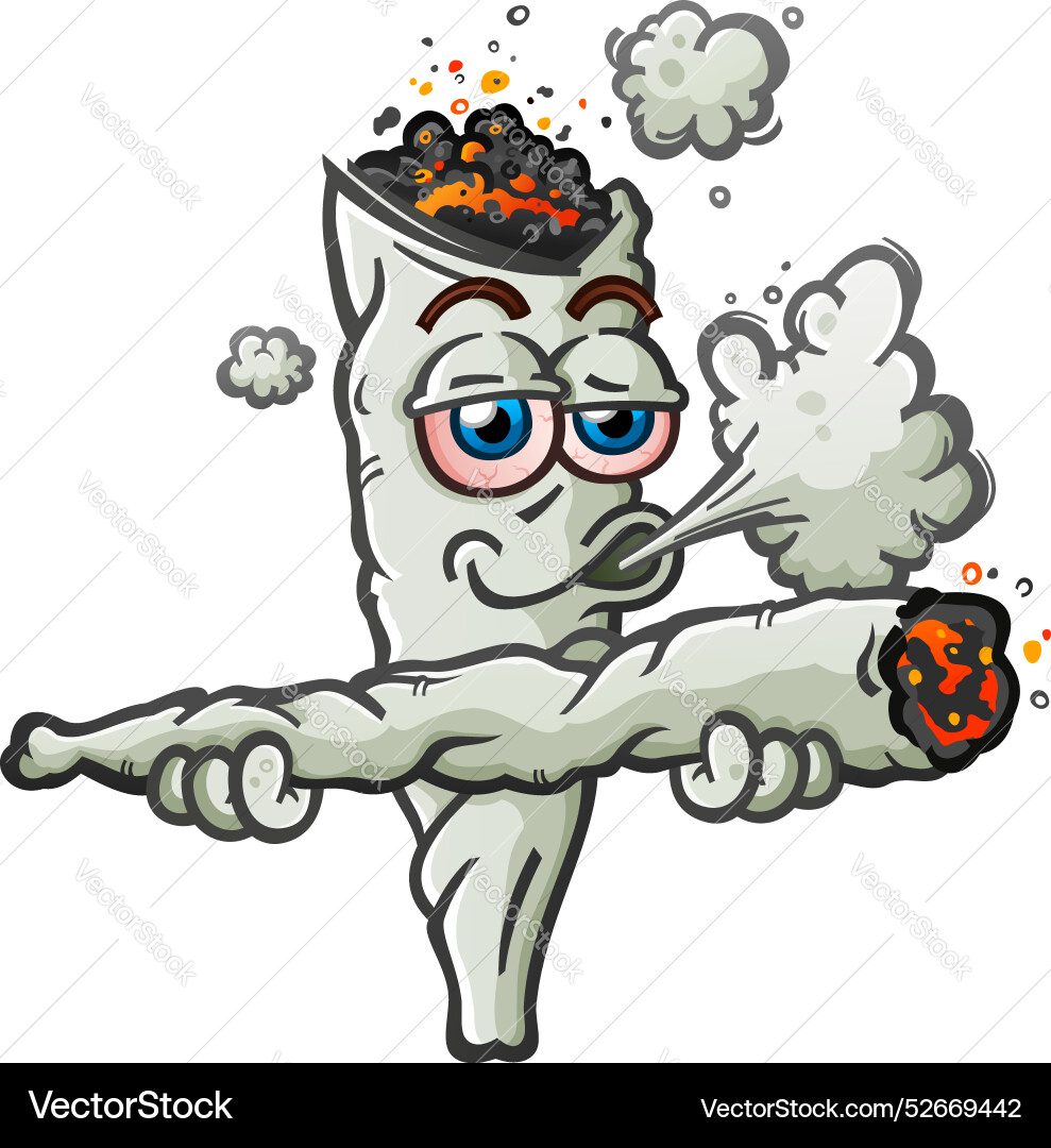 Marijuana joint cartoon character smoking Vector Image