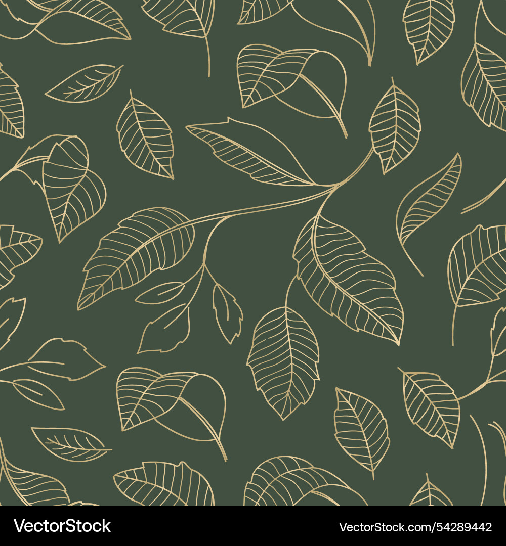 Seamless pattern background of gold leaves Vector Image