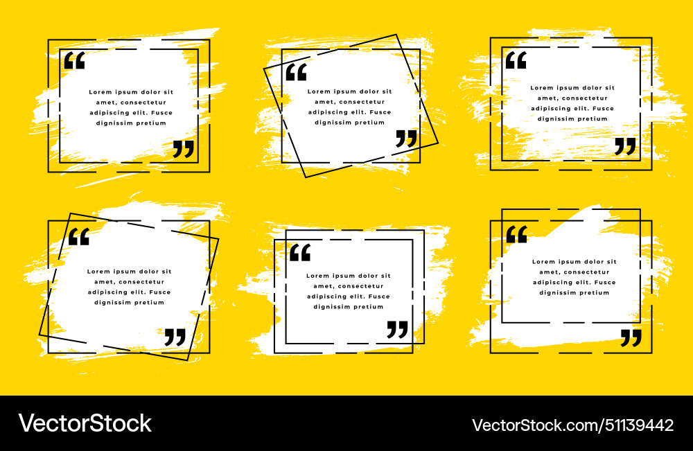 Set of inverted quotation mark box with brush Vector Image