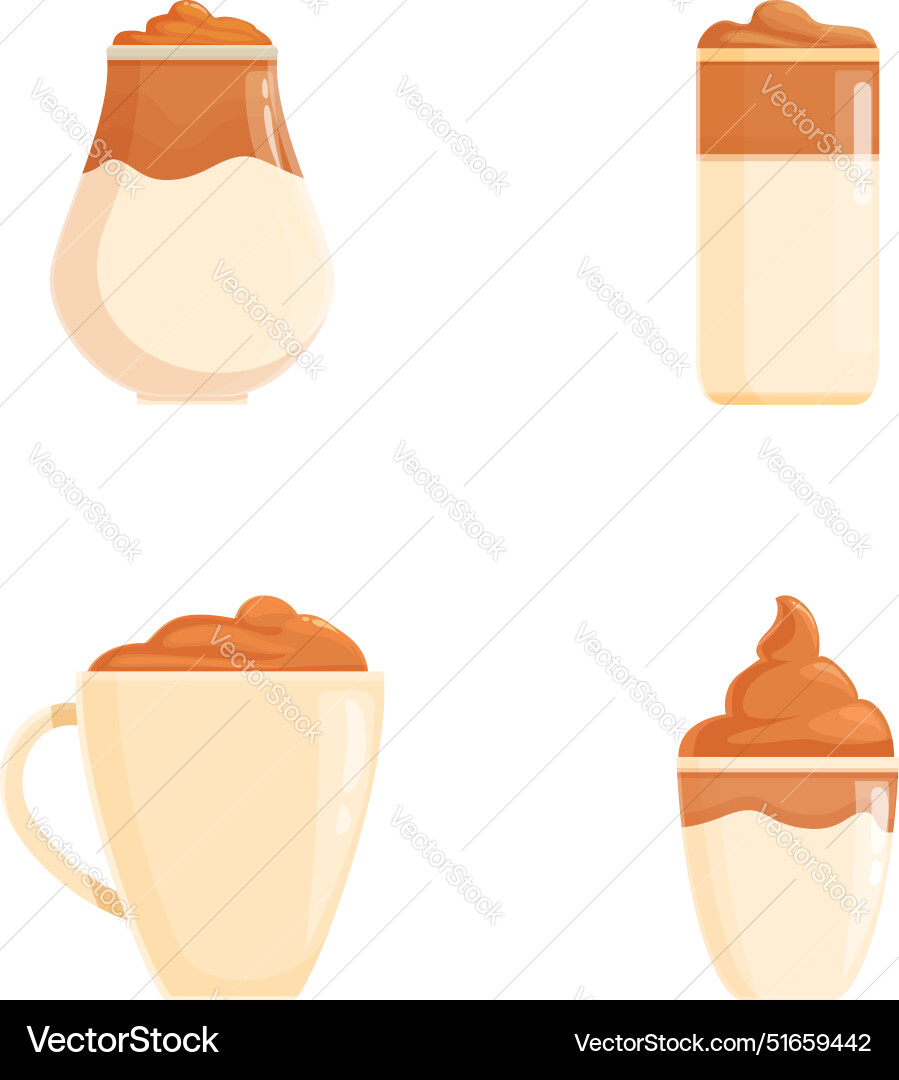 Various dalgona coffee set Royalty Free Vector Image