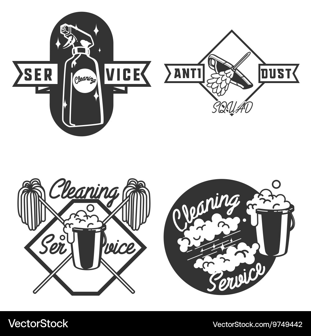 Vintage cleaning service emblems Royalty Free Vector Image