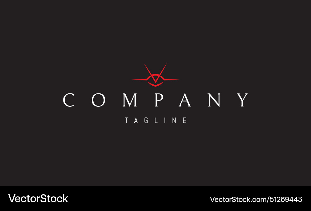 A red logo with an abstract image of eye Vector Image