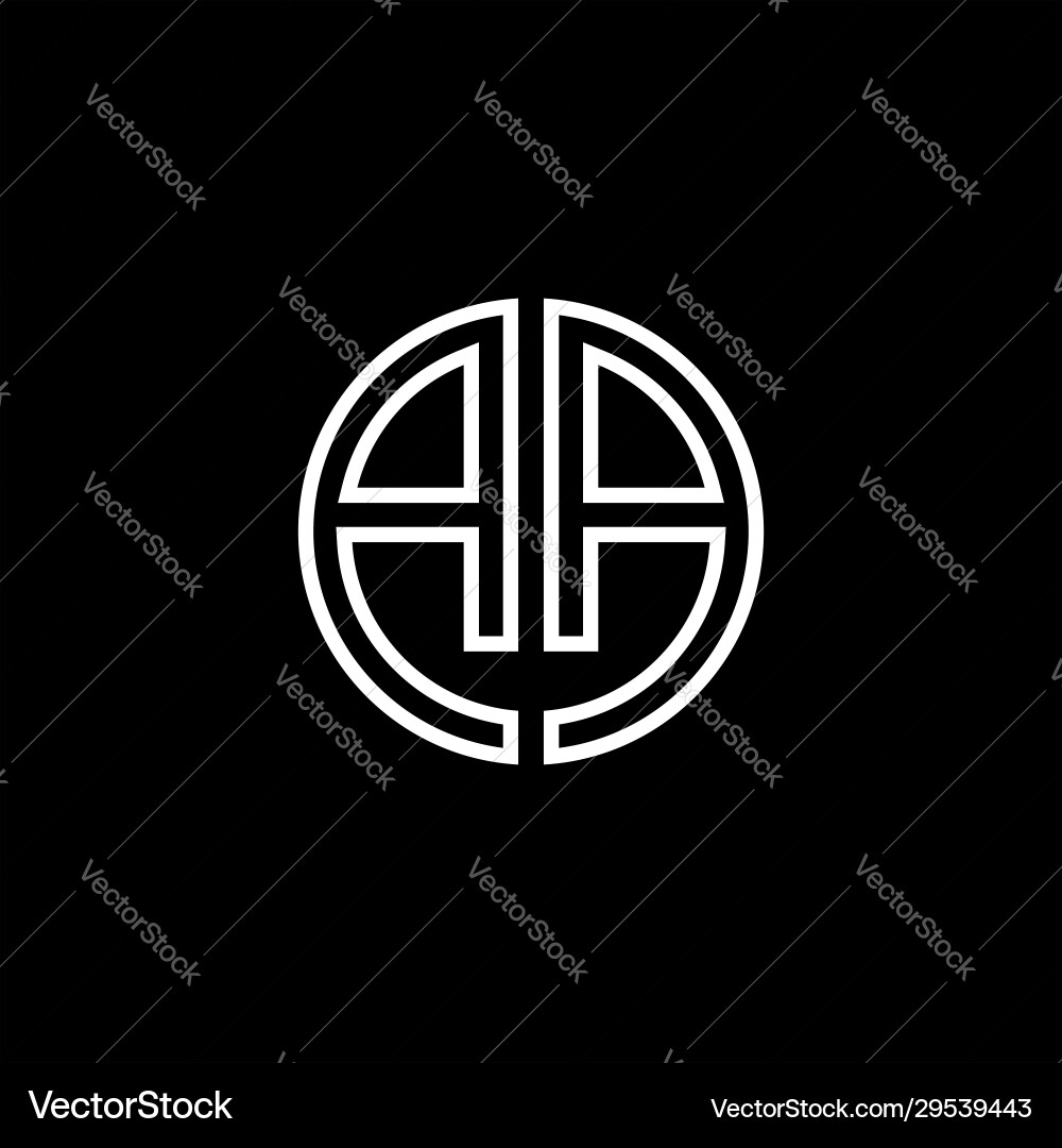 Aa monogram logo circle ribbon style outline Vector Image