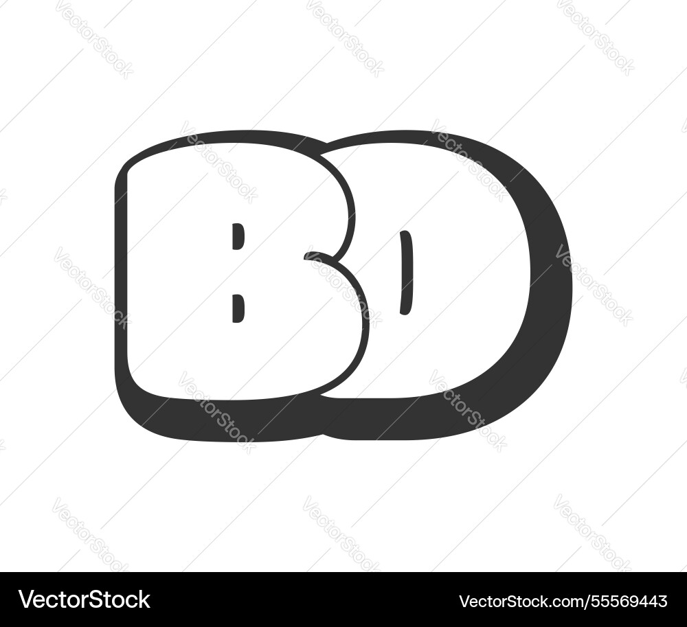 Bd logo bubble comic lettering rounded Royalty Free Vector