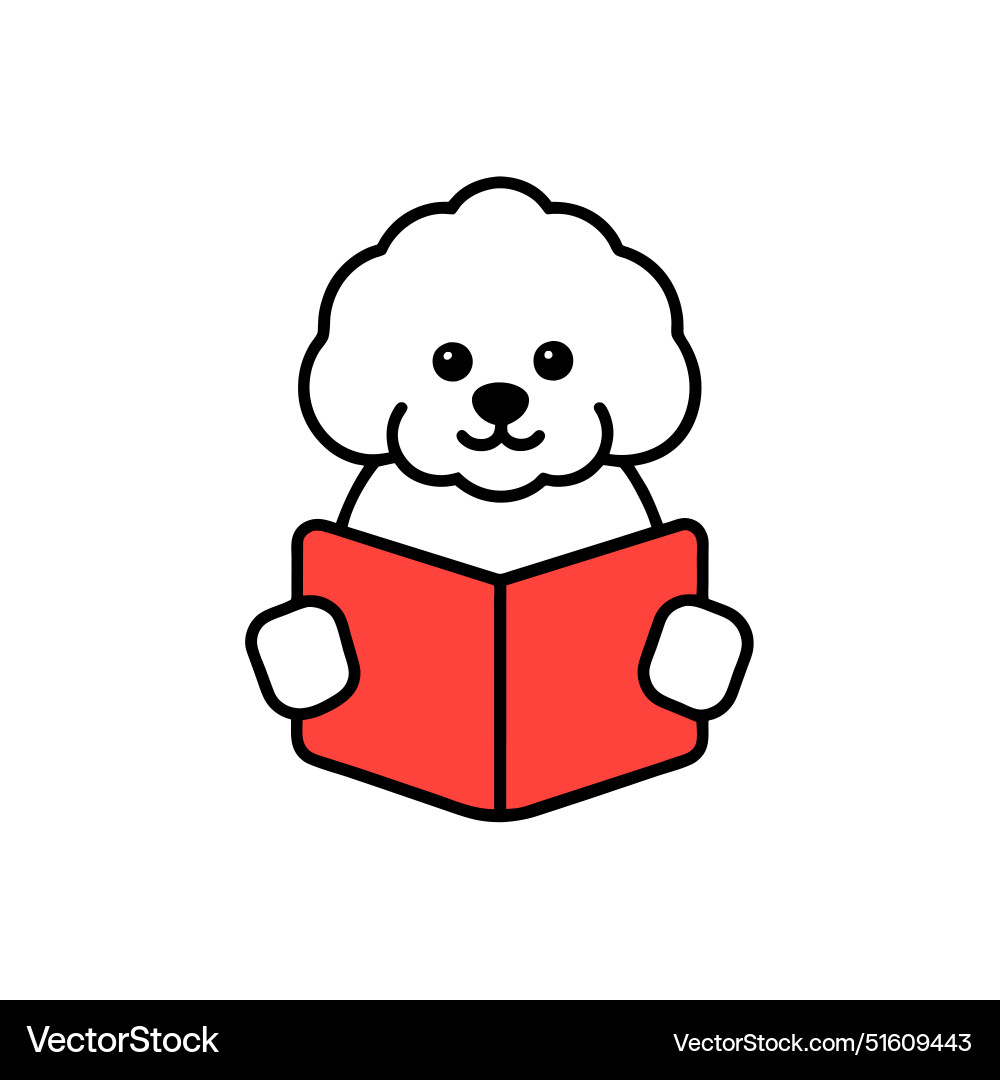 Bichon frise dog reading icon Royalty Free Vector Image