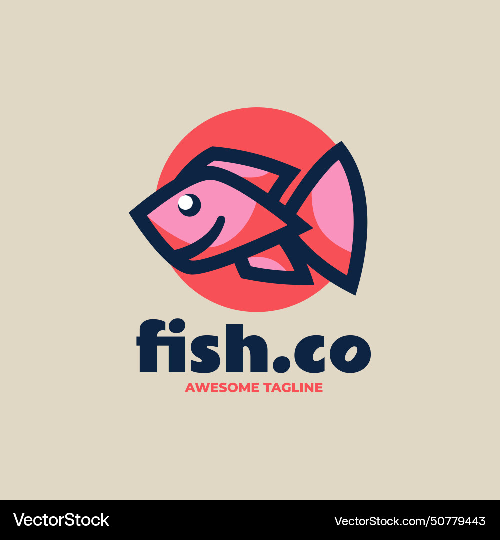 Logo fish simple mascot style Royalty Free Vector Image