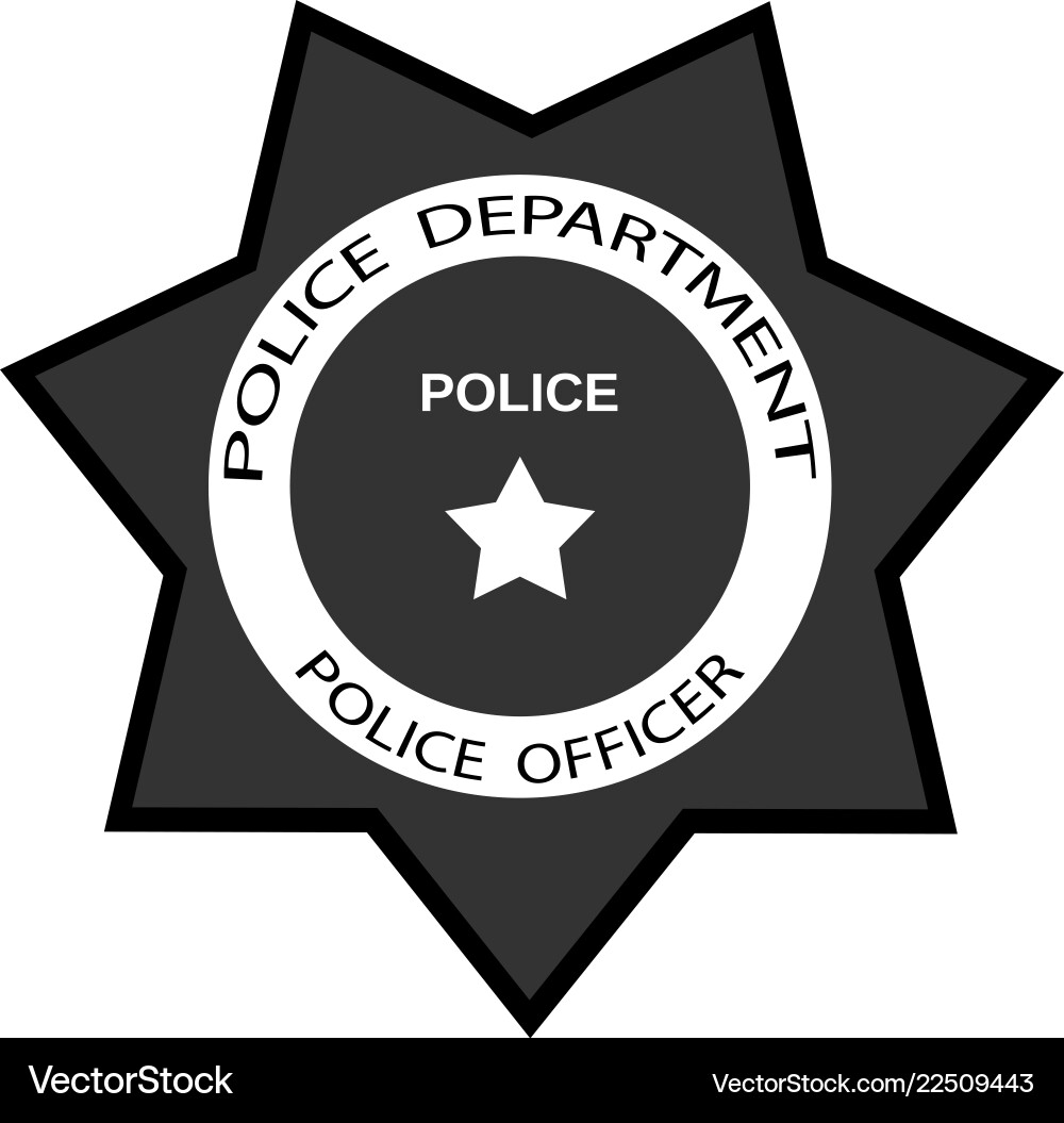 Police badge with star in flat style Royalty Free Vector