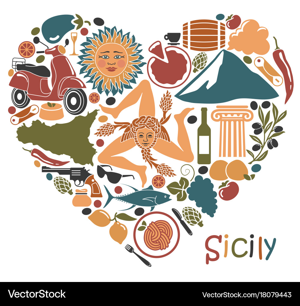 Sicilian Icons - Heart Theme Royalty Free Vector Image