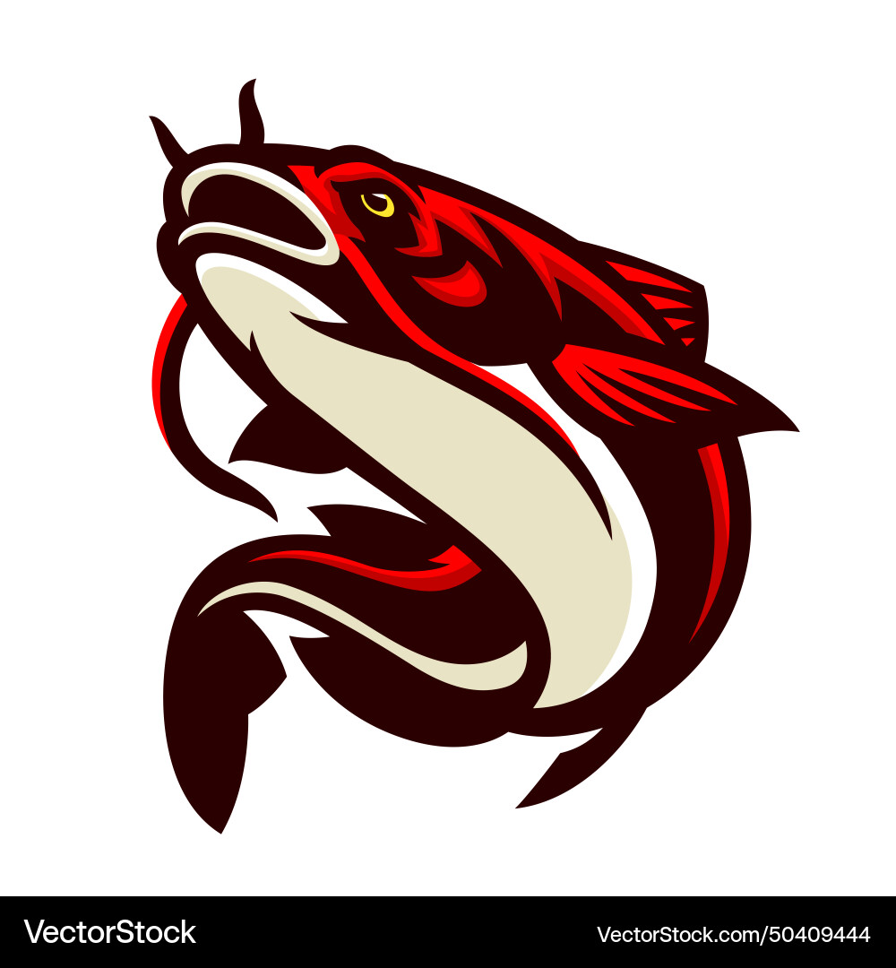 Cartoon Catfish Mascot Logo Royalty Free Vector Image
