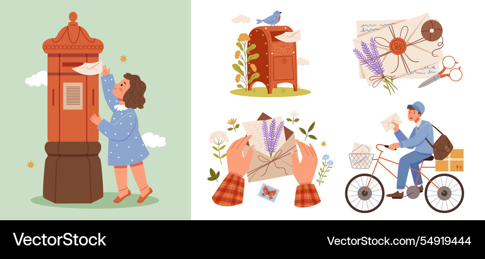 Charming mail delivery Royalty Free Vector Image