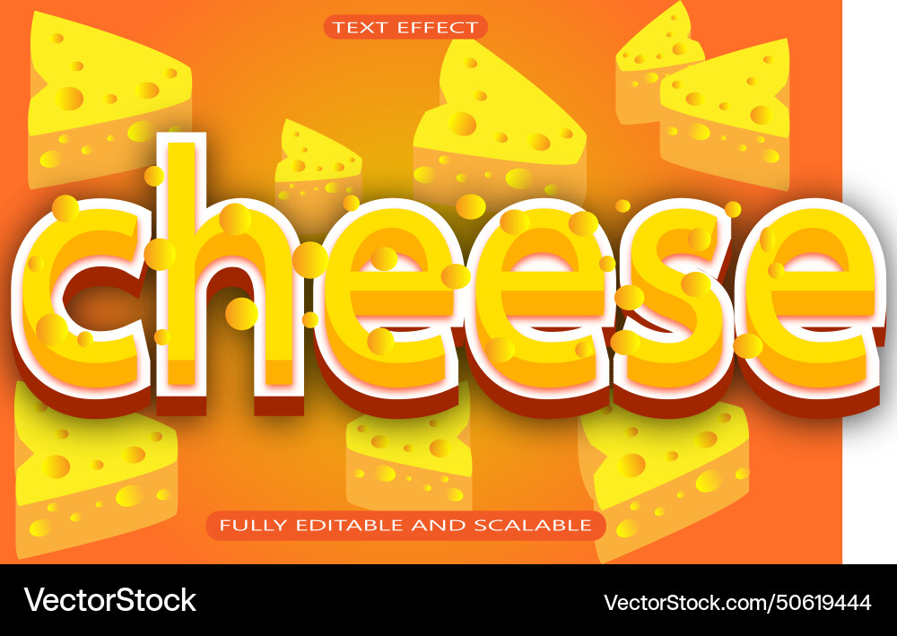 Cheese editable text effect 3 dimension emboss Vector Image