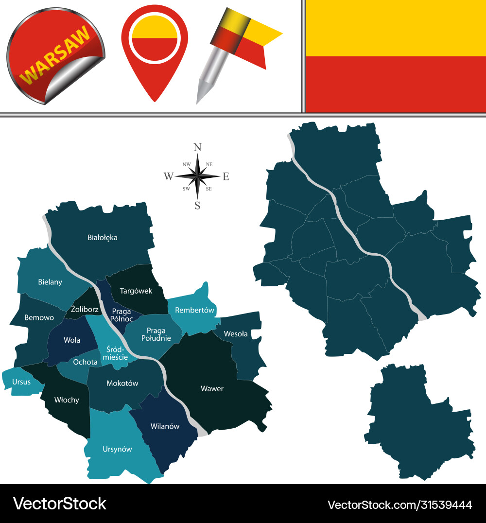Map warsaw poland Royalty Free Vector Image - VectorStock