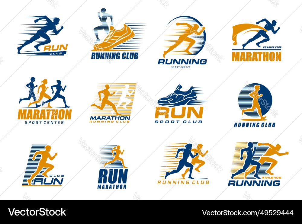 Marathon run sport icons runner men and women Vector Image