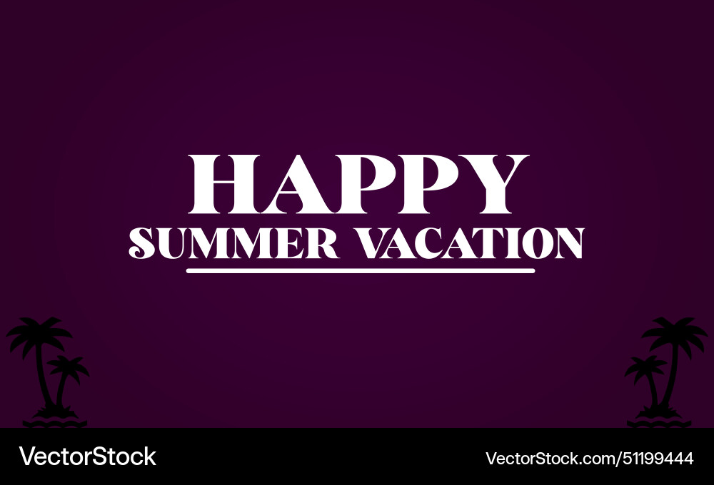 Purple background with happy summer vacation text Vector Image