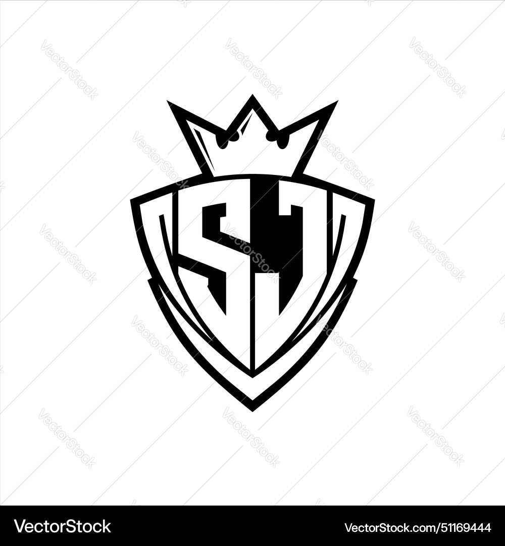 Sj letter logo with sharp triangle shield shape Vector Image