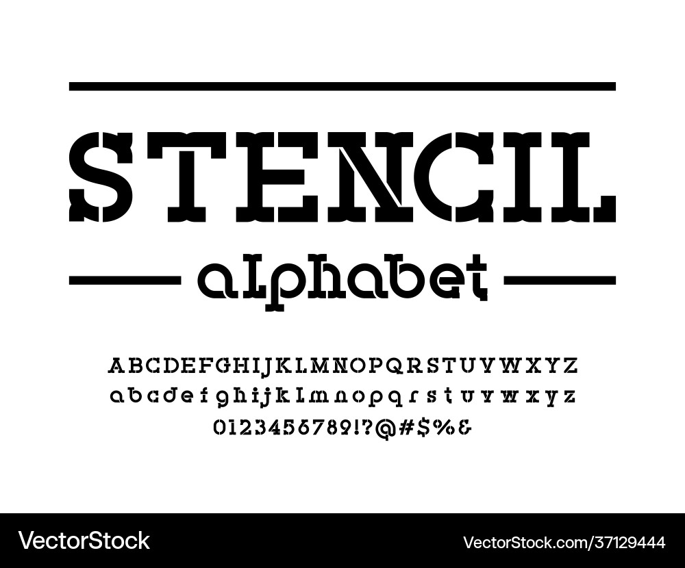 Stencil font Royalty Free Vector Image - VectorStock