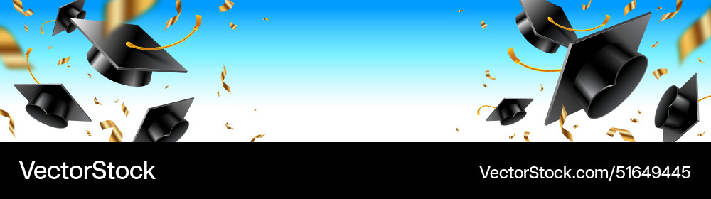 Banner with graduation caps Royalty Free Vector Image