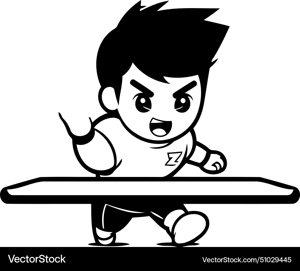 Boy playing table tennis cartoon character Vector Image