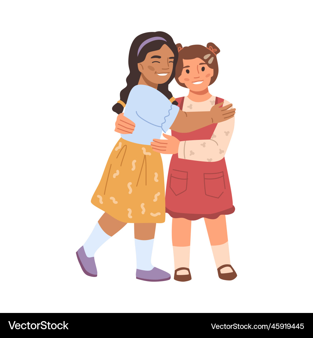 Children hugging sisters bonding Royalty Free Vector Image