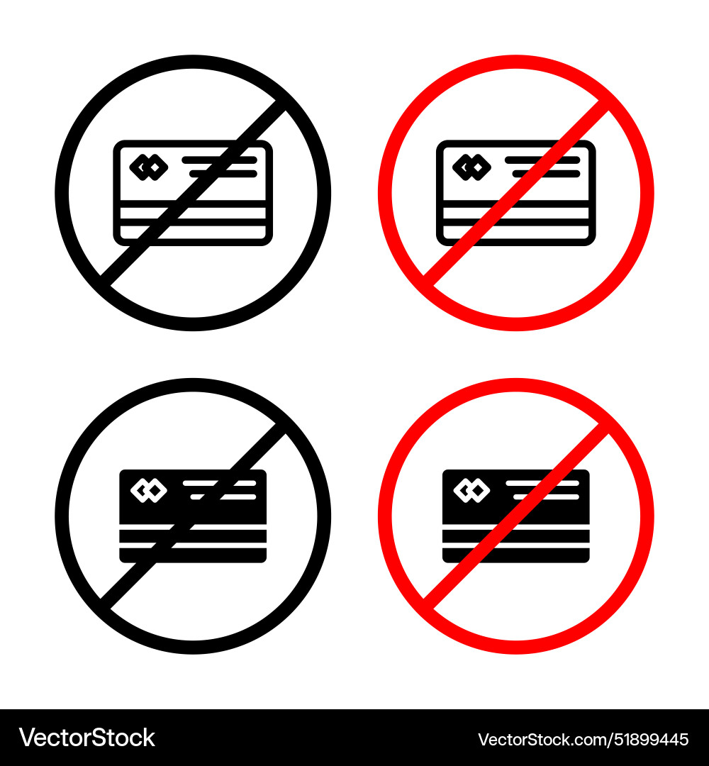 Credit card prohibition sign indicating Royalty Free Vector