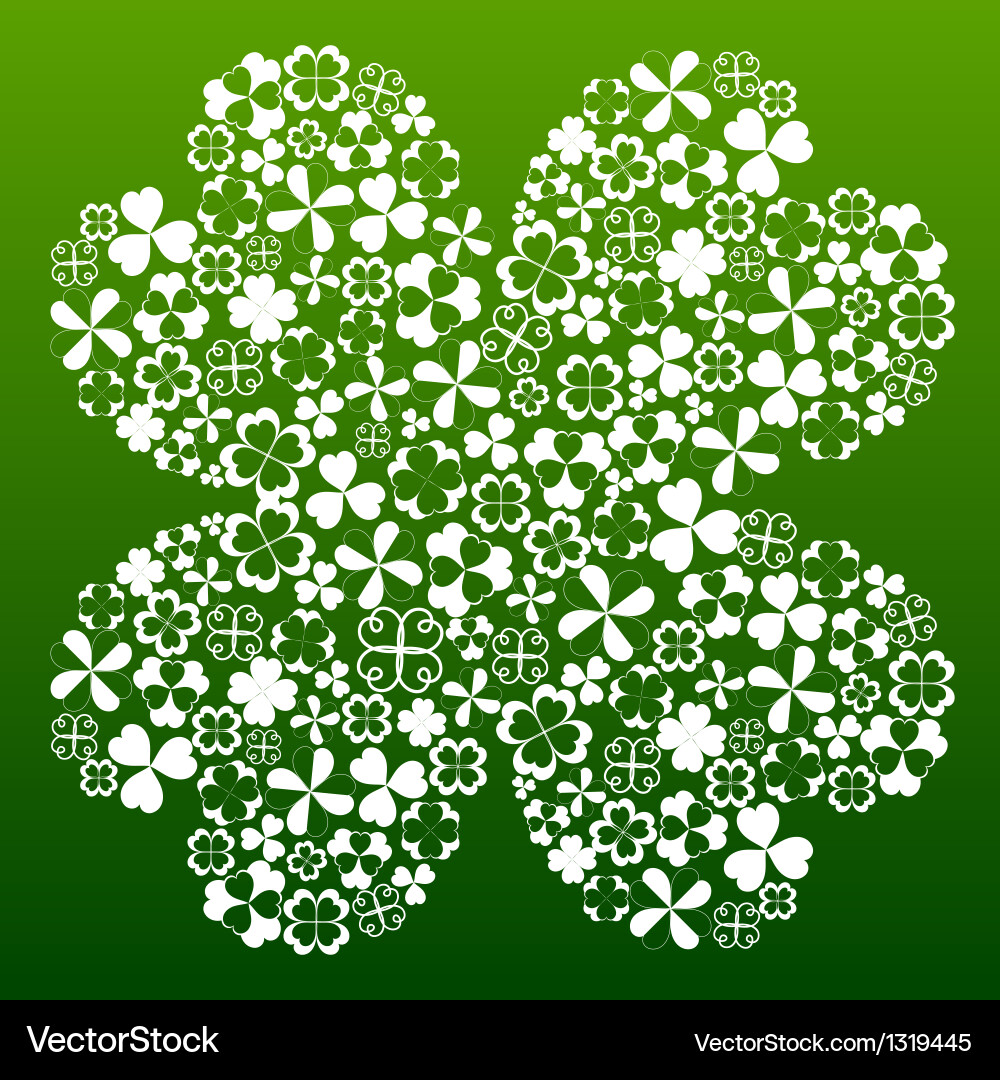 Four leaf clover made from small symbols Vector Image