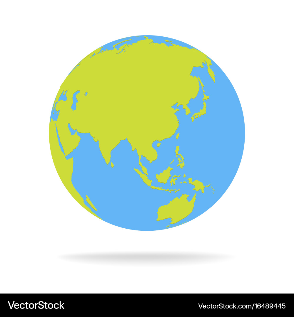 Green and blue cartoon world map globe Royalty Free Vector