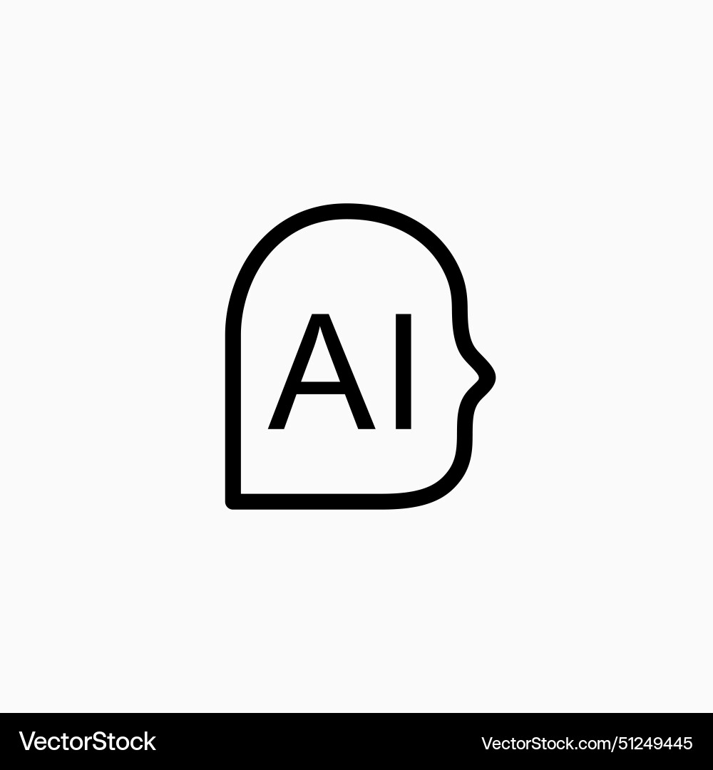 Head human artificial intelligence ai think logo Vector Image