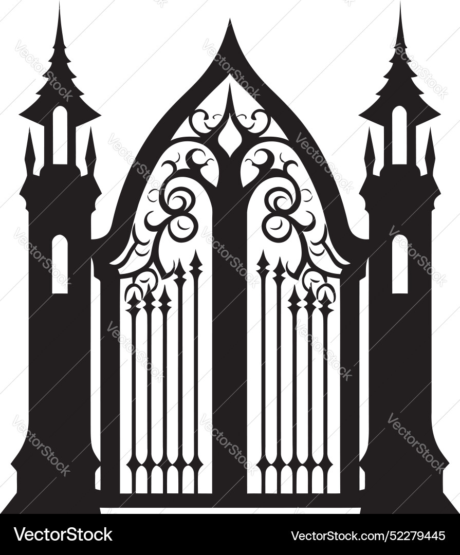 Ornate leafy portal church gate with scrolls Vector Image