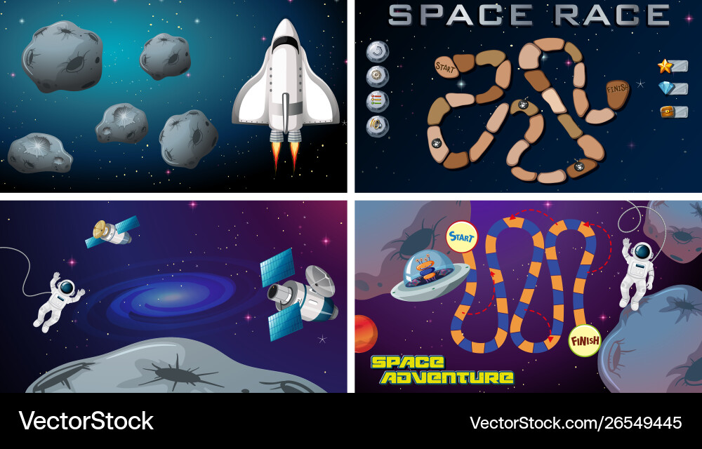 Set space games Royalty Free Vector Image - VectorStock