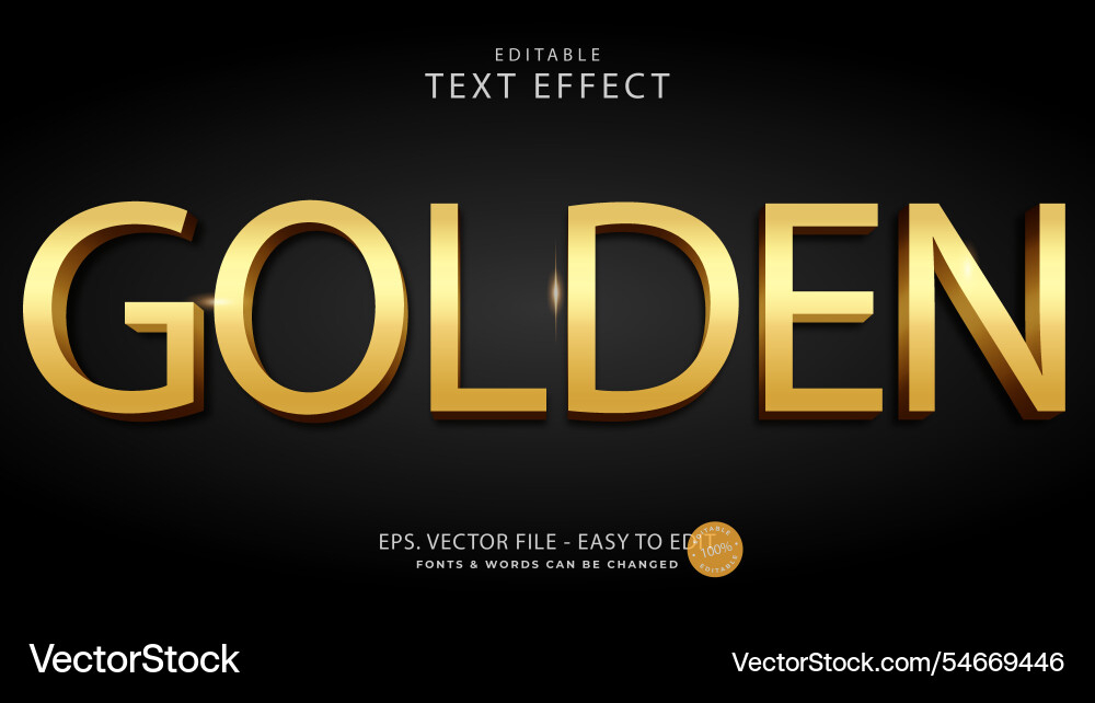 3d Golden Editable Text Effect Royalty Free Vector Image