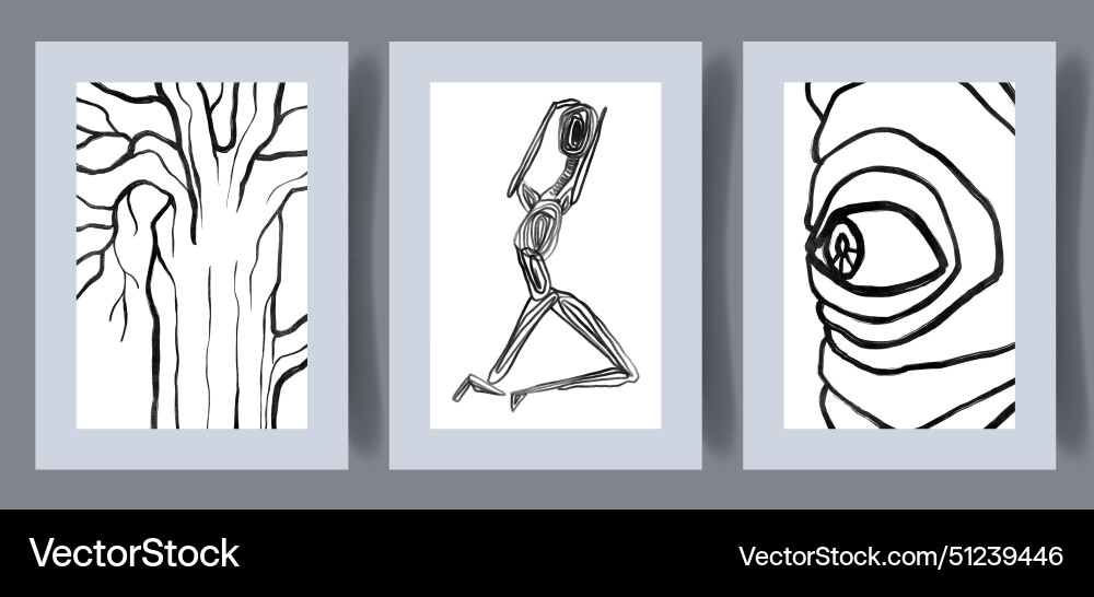 Abstract tree eye human wall art print Royalty Free Vector