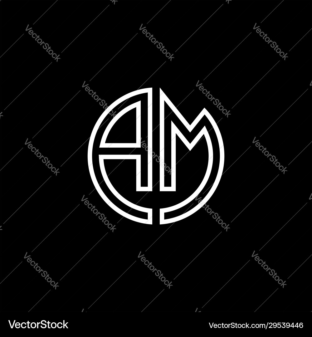 Am monogram logo circle ribbon style outline Vector Image