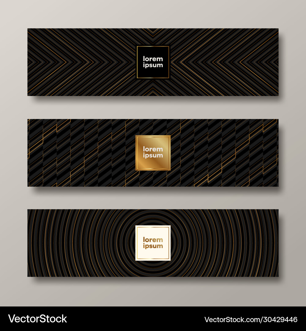 Banners with black and gold pattern Royalty Free Vector
