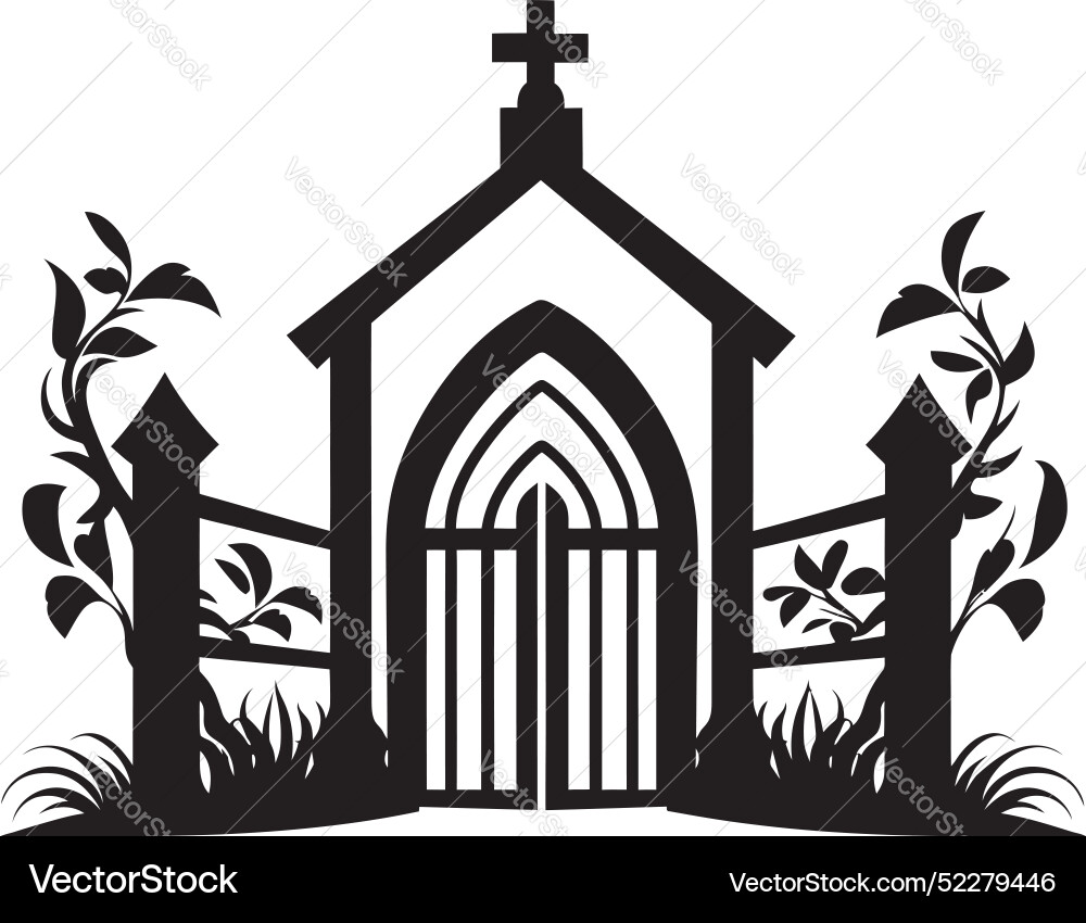 Elegant scrollwork entryway black logo featuring Vector Image