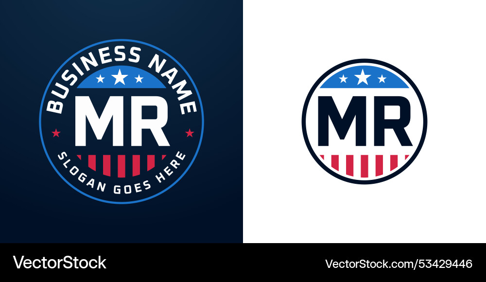 Patriotic mr logo design letter mr logo with Vector Image