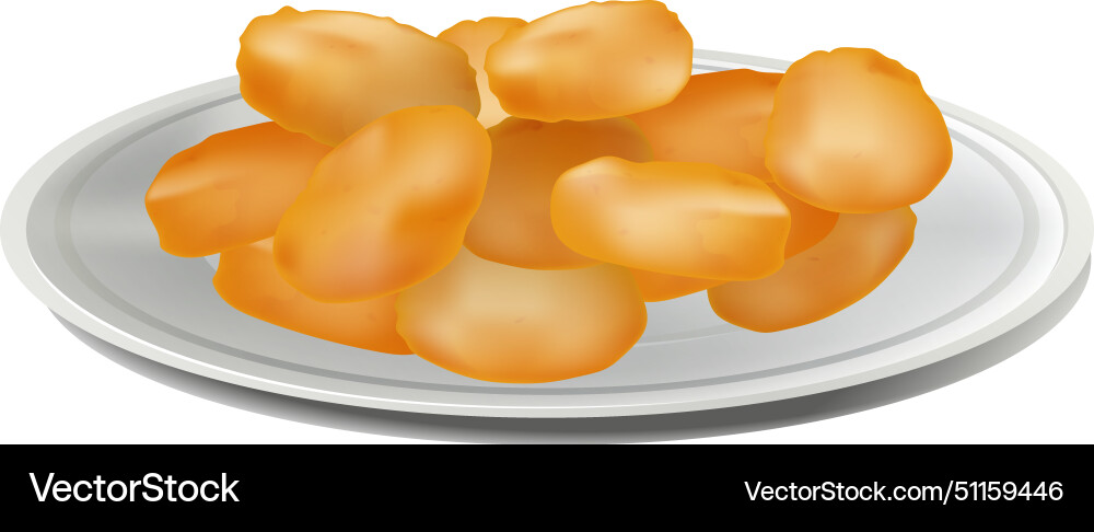 Realistic bread rolls served on a silver plate Vector Image
