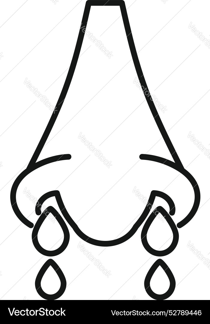 Runny nose line icon allergy symbol Royalty Free Vector