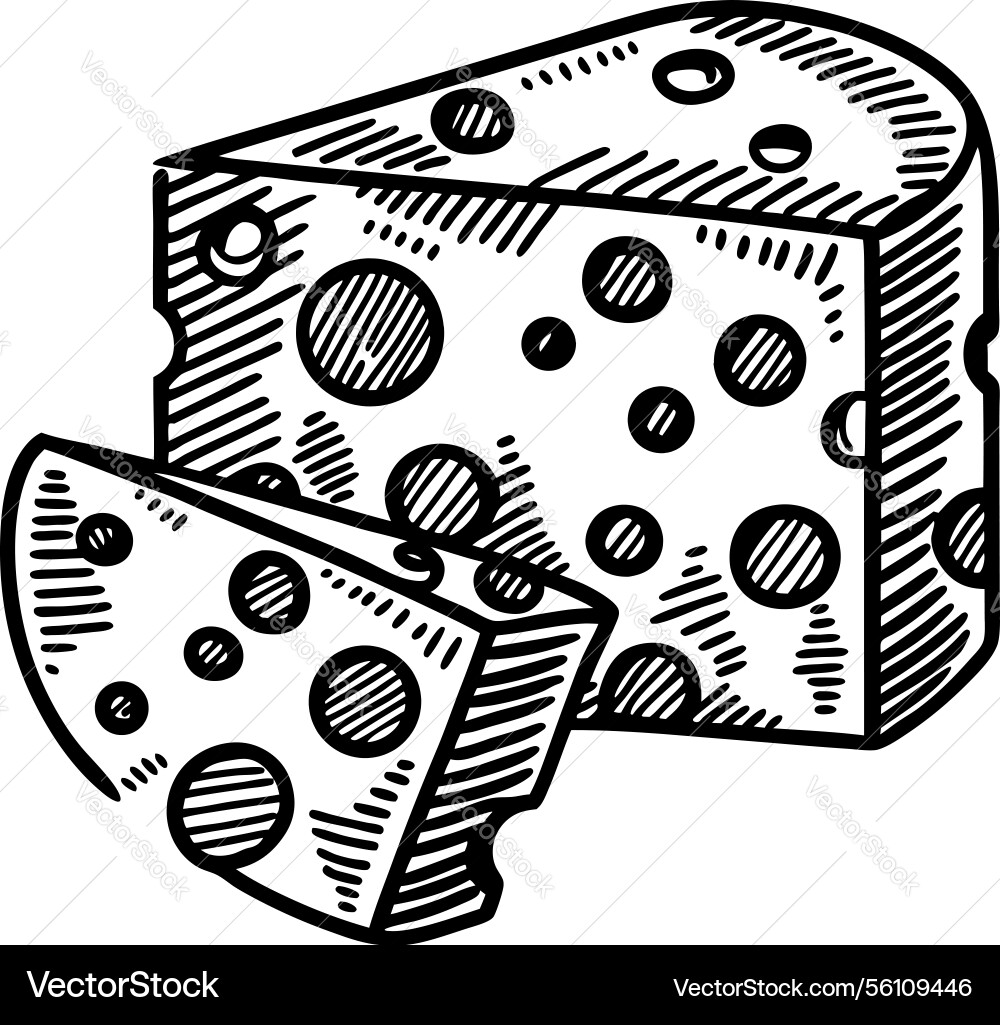 Sliced swiss cheese retro wedge circular Vector Image