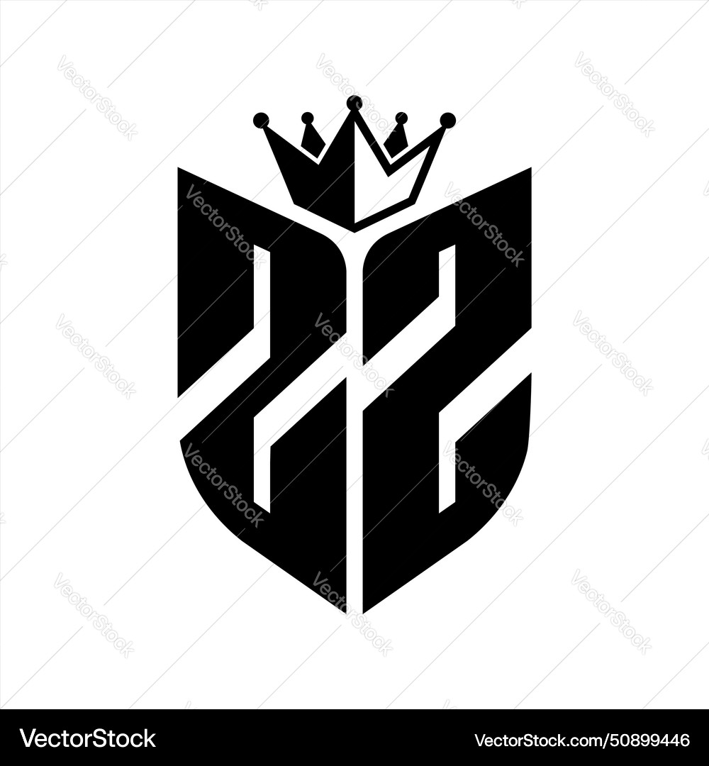 Zz letter monogram with shield shape crown Vector Image