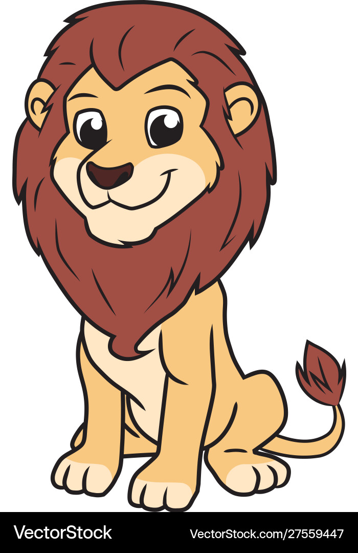 A cartoon lion sitting Royalty Free Vector Image