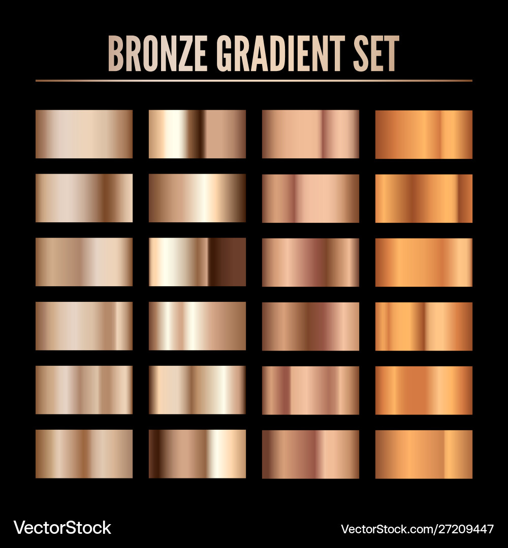 Bronze metal realistic gradient collection Vector Image