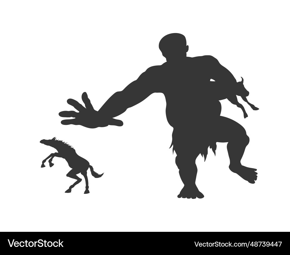 Fantasy giant silhouette the big troll Royalty Free Vector