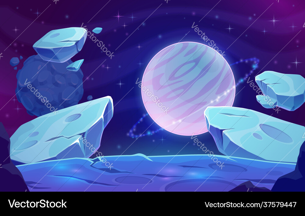 Fantasy Planets & Asteroid Belt Royalty Free Vector