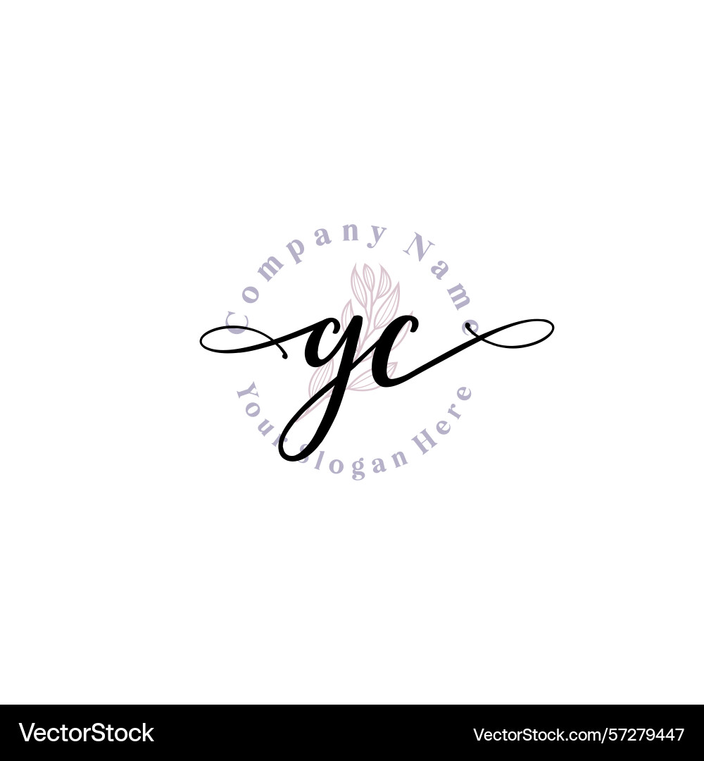 Floral monogram logos with gc initials Royalty Free Vector