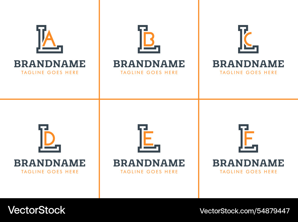 Letters la lb lc ld le lf monogram logo set Vector Image