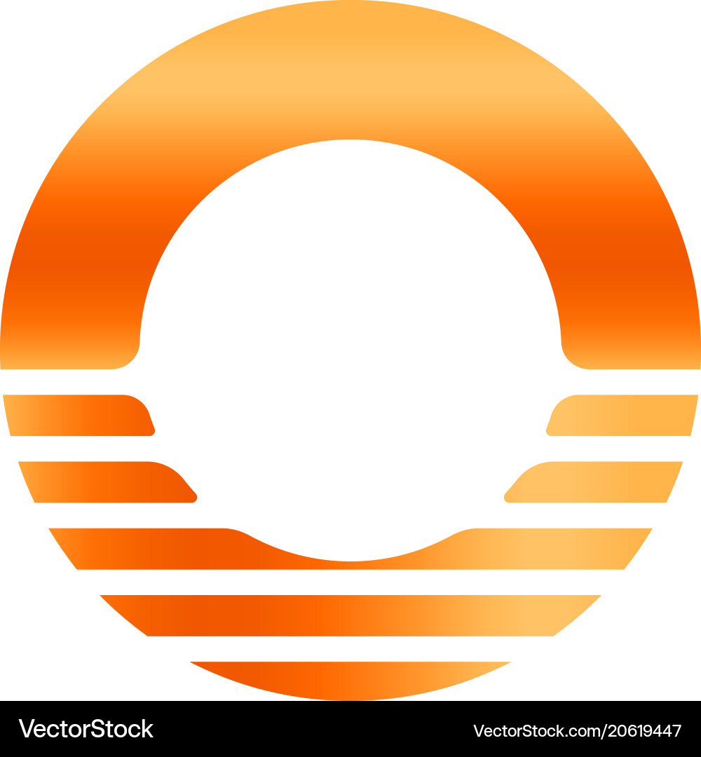 Orange sun icon abstract letter o sunrise Vector Image