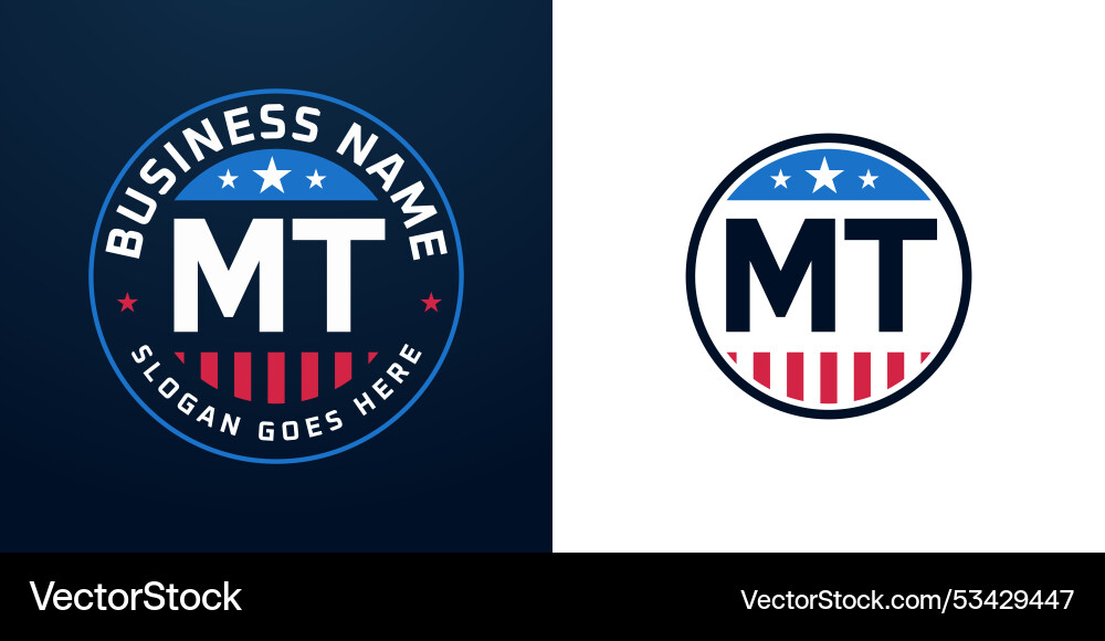 Patriotic mt logo design letter Royalty Free Vector Image