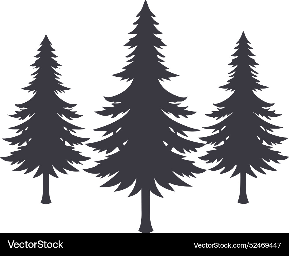 Pine tree and mountain collection Royalty Free Vector Image